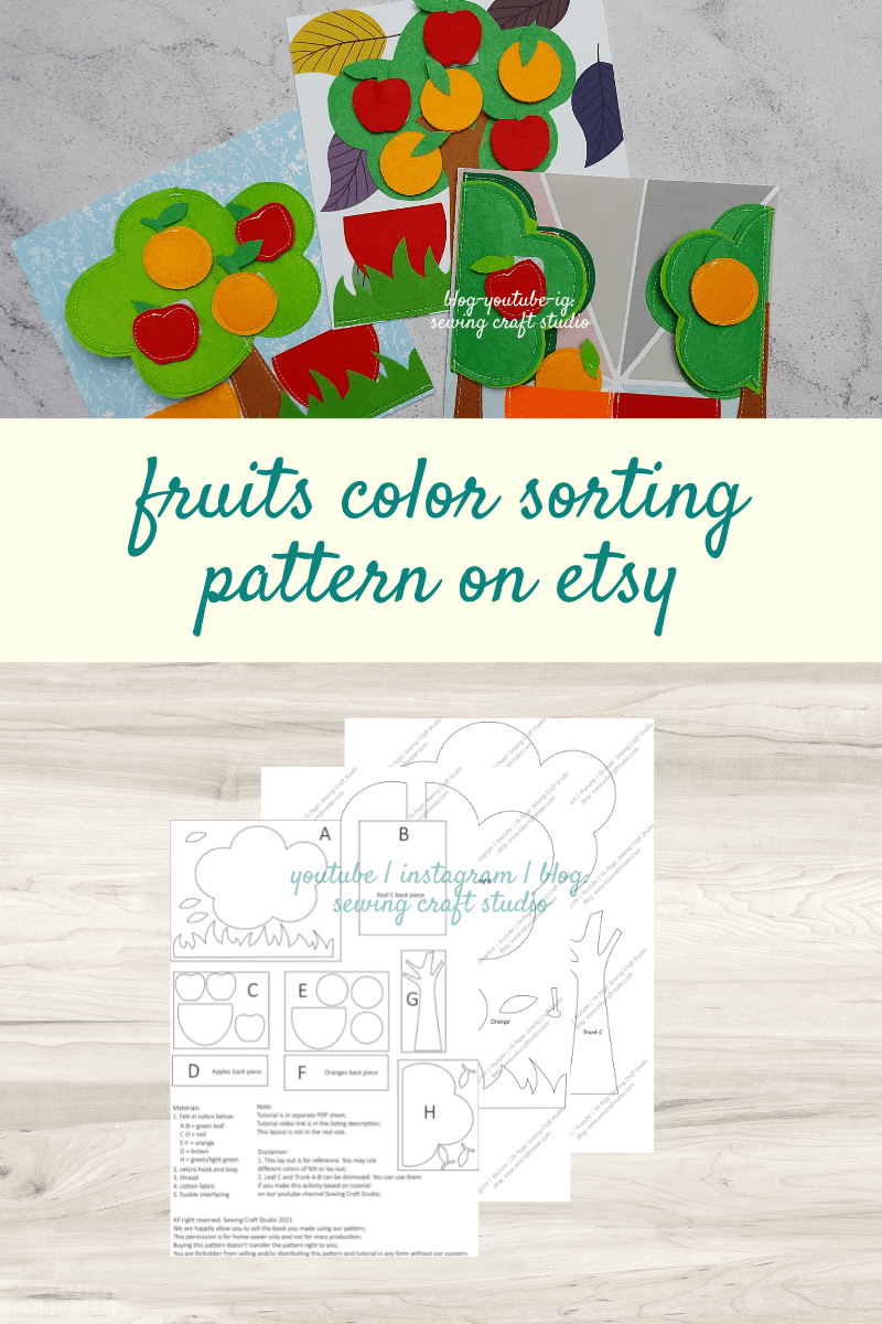 Quiet Book Pattern Fruit Color Sorting Activity - Sewing Craft Studio